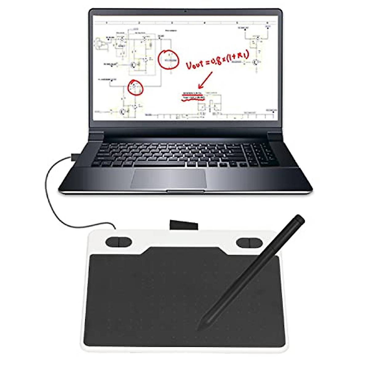 Graphics Drawing Tablet - 8192 Levels Pressure Sensitivity Drawing Tablet, Digital Art Tablets with 4 Customizable Keys for Desktop, Laptop, Mobile Phone, 5080LPI Touch Resolution(White)