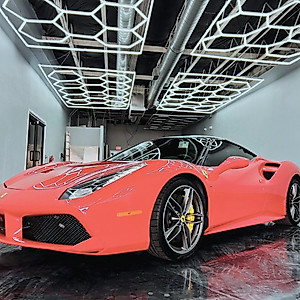 TRON Auto Lab 9X (Nine) Hexagon LED Light Kit, with Border Upgrade, Grid Series, Super Bright Daylight White 6500K, TRON-HEX-LIGHT-KIT-9XB