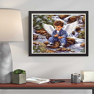 Kaliosy 5D Diamond Art Painting Angel by Number Kits, Paint with Diamonds Art Boy DIY Full Drill, Crystal Craft Cross Stitch Embroidery Decoration 30x40cm?12x16 inch?