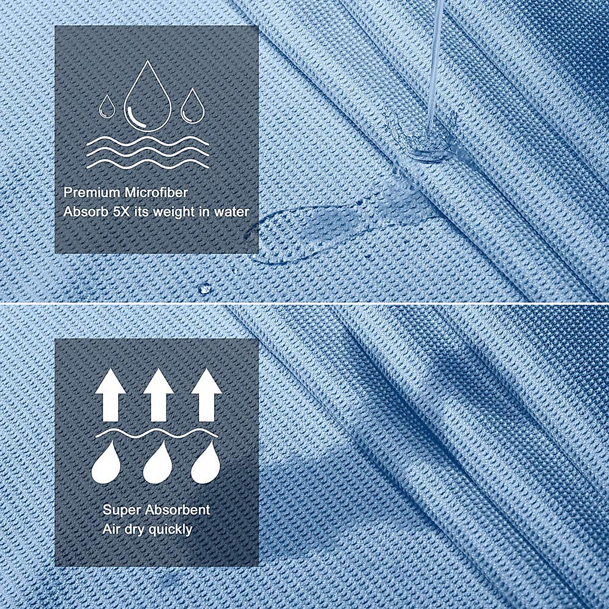 Heathyoga Hot Yoga Towel Non Slip, Microfiber Non Slip Yoga Mat Towel, Exclusive Corner Pockets Design, Dual-Grip, Sweat Absorbent, Perfect for Hot Yoga, Bikram, Pilates and Yoga Mats