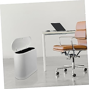OFFSCH Crevice Trash Can Litter Trash Can Rubbish Bin Decorative Trash Bin Bedroom Garbage Can with Lid Recycling Containers Mini Decor Narrow Spaces Container Bin Office Dustbin White Pp