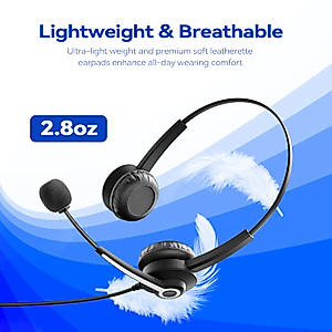 Wantek Phone Headset for Office,2.5mm Headset for Call Center,Compatible with Cisco IP 7985,Polycom IP320,Grandstream GXP-2010,Panasonic KX-NT136,Gigaset C610,Dual