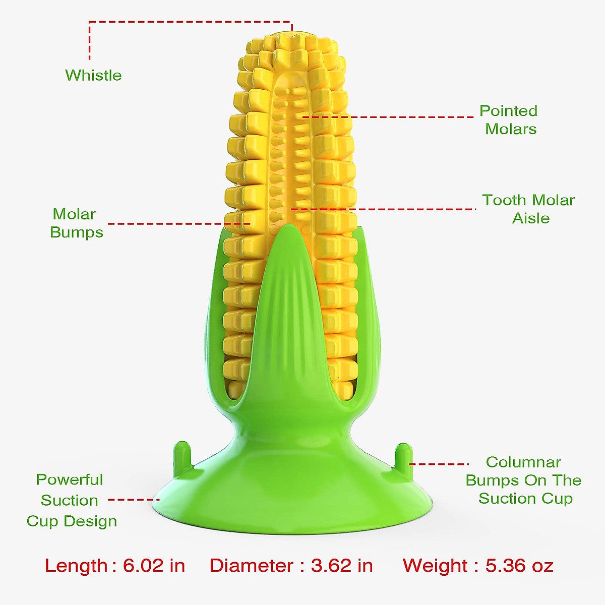 Z ZHIZU Dog Chew Toys Corn, Squeaky Dog Toys Puppy Toothbrush Teeth Cleaning Toys, Tough Chew Toys for Aggressive Chewers Dog Dental Oral Care Toy for Medium Large Dogs (Squeaky-Corn)