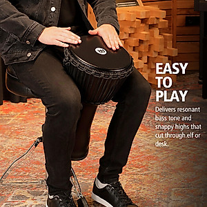 Meinl Percussion Series Travel Djembe Hand Drum Circle Instrument, Synthetic Shell and Goat Skin Head — NOT Made in China — African Mali Weave Rope Tuning, 2-Year Warranty (PADJ4-M-G)