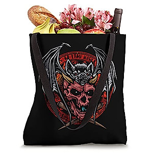 Vampire Bat and Demon Skull Gothic Horror Occult Halloween Tote Bag