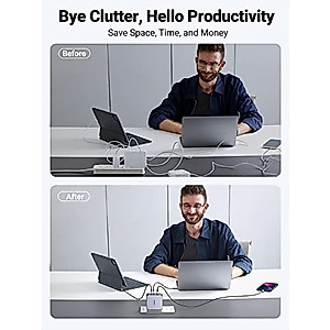 UGREEN 140W USB C Charger, Mac Book Pro Charger Foldable Nexode PD3.1 PPS 3-Port Fast GaN Laptop Wall Charger Power Adapter Compatible with MacBook Pro 16'', Dell XPS, Chromebook (with 240W Cable)