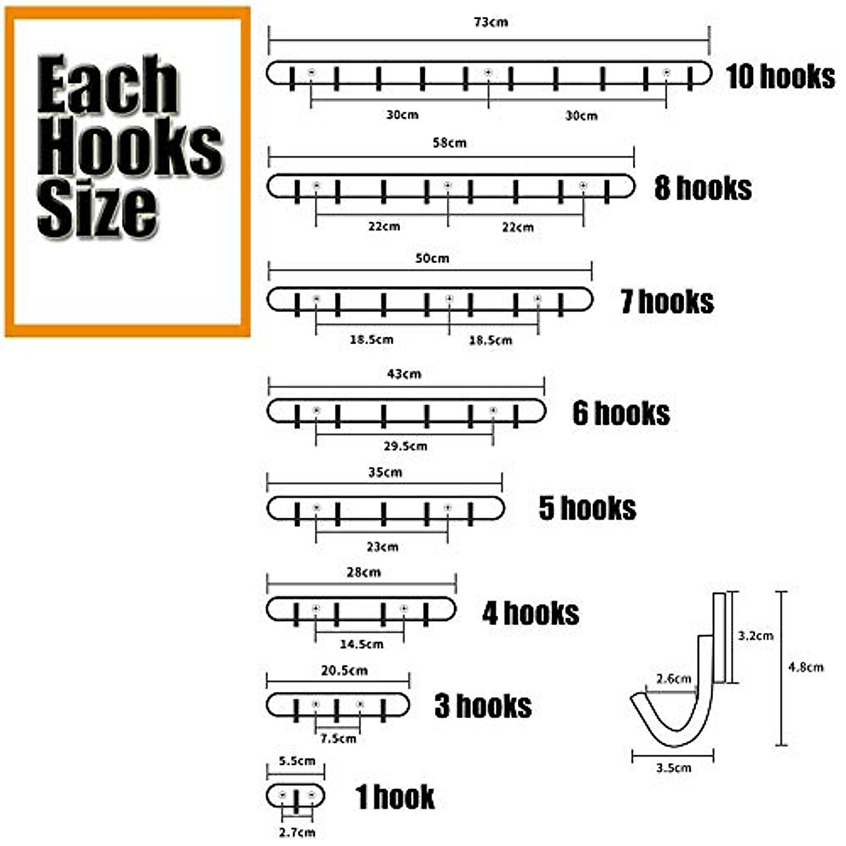 Hook Rack Aluminium Round Robe Coat Hat Wall Mounted Coat Rack Coat Hooks Kitchen Apron Pot Pan Rack Bathroom Towel Rail Stainless Steel Hook Rack for Clothes Hanger Hooks (4 Hooks)