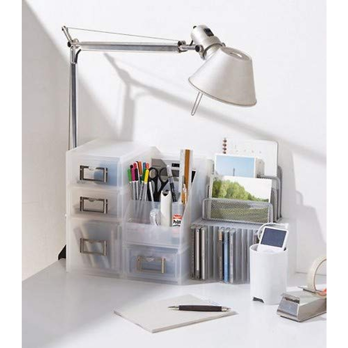 Like-It MX-16 Desktop Organizer, 5.71" x 7.91" x 3.62", Translucent White