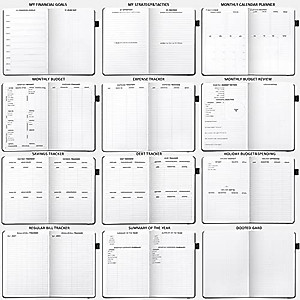 JUBTIC Budget Planner 2024, Budget Book and Monthly Bill Organizer, Finance Planner with Expense Tracker Notebook,Undated,12 Month, A5 Size, Balck