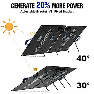 ECO-WORTHY 100W Foldable Solar Panel with Adjustable Kickstand for Jackery/Flashfish/BALDR/Goal Zero Portable Generator Power Station, Upgraded Portable Solar Power for Outdoor Camping RV Off Grid