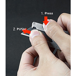 KUNSON Stainless Steel Pocket Utility Knife, Portable EDC Retractable Box Cutter for Cartons, Cardboard and Boxes, Quick-Change Blade, Safety Lock Design, Extra 5 Blades Included