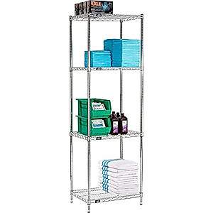 Nexel 18" x 30" x 74", 4 Tier Adjustable Wire Shelving Unit, NSF Listed Commercial Storage Rack, Chrome Finish, leveling feet