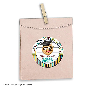 He's a Smart Cookie Graduation Themed Thank You Sticker Labels for Boys, 40 2" Party Circle Stickers by AmandaCreation, Great for Party Favors, Envelope Seals & Goodie Bags