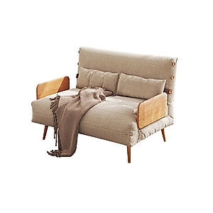 JASIWAY Convertible Chair Bed Sleeper, 3-in-1 Futon Sofa Bed Chair, Chaise Lounge Sofa Bed Couch, Fabric Sofa Sleeper Chair Recliner Sofa Chair for Small Space Apartment, Beige (43.3")