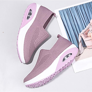 Aceptolcom Women Orthopedic Sneakers Walking Shoes,Mesh Breathable Arch Support Slip-on Light Air Cushion Orthopedic Sneakers Diabetic Shoes (7,Pink,7)