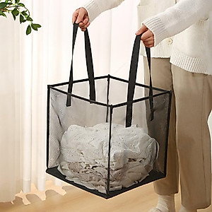 Typutomi 4 Pack Popup Laundry Hamper, Small Collapsible Mesh Laundry Baskets Dirty Clothes Basket with Handle Cube Storage Basket for Washing Storage,Toy Storage,Dorm and Travel(White,13 Inch)