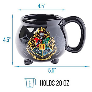 Silver Buffalo Warner Bros Harry Potter Hogwarts School Crest Cauldron 3D Sculpted Ceramic Coffee Mug, 20 Ounces