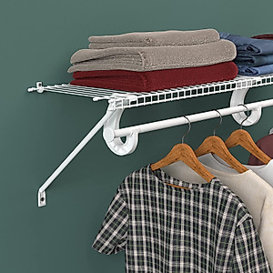 ClosetMaid Support Bracket for SuperSlide Hanging Bar Closet Rod, for Wire Shelving, White, 3.9 x 0.9 x 5.8 inches