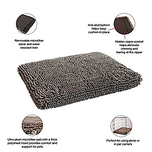 Dog Gone Smart Pet Products Dirty Dog Microfiber Cushion Pad, Grey, 23x36 Large (DGS01065-KW)