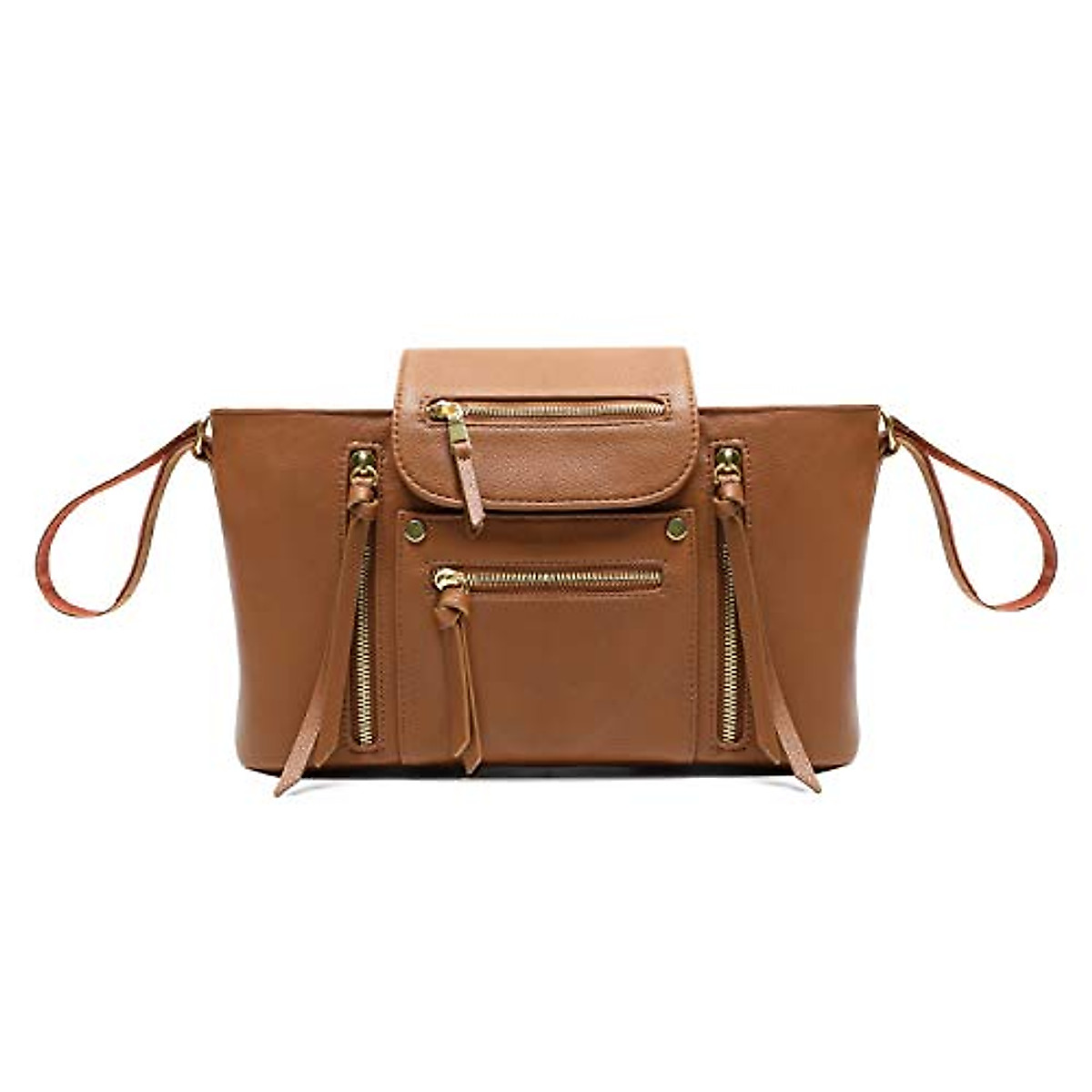 miss fong Stroller Organizer with Insulated Cup Holder Stroller Accessory Bag, Stroller Caddy with Adjustable Strap to Fit All Strollers (Brown)