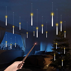 Floating Candles with Wand Remote, 20 Pcs Upgraded 3-Mode Magic Hanging Candles with String, Flickering Warm Light, Battery Operated, Decor for Christmas, Wedding, Party, Gifts for Kids Boys Girls
