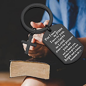 WSNANG Christian Gift Jeremiah 29:11 Keychain I Know The Plans I Have for You Keychain Religious Jewelry Christian Fans (black)