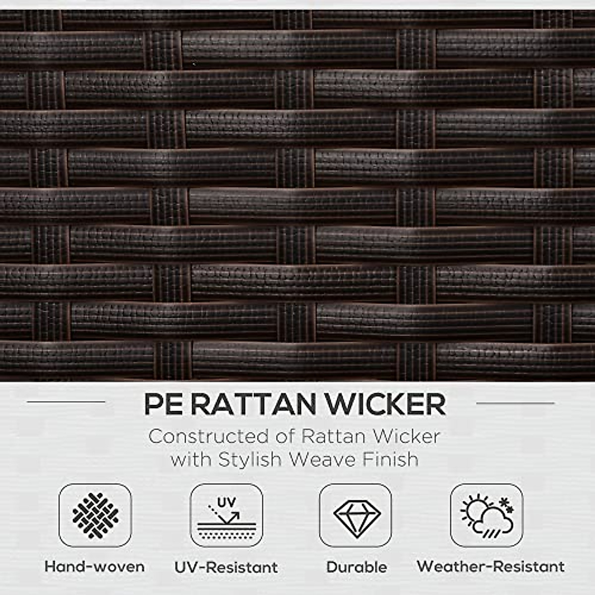 Outsunny Patio Outdoor Sofa, PE Rattan Wicker Loveseat, Outdoor Couch with 2 Throw Pillows & Comfortable Cushions, Cream White