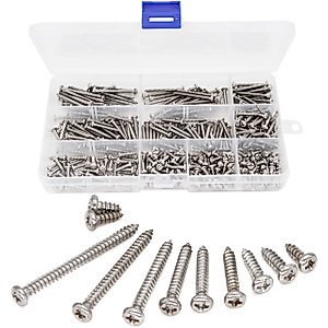 binifiMux 390pcs M3 Phillips Pan Head Screws Self Tapping Drilling Screws Assortment Kit, 304 Stainless Steel, 10 Sizes