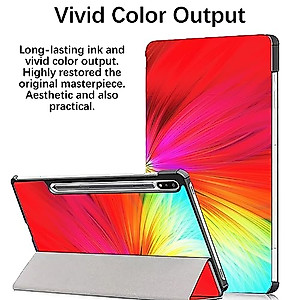 Berkin Arts Samsung Galaxy Compatible with Tab S8 Plus/ S7 FE/ S7 Plus Case 12.4 Inch Tri-Fold Stand Cover Color Field Rainbow Scheme Iridescent Playful