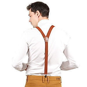 Action Ward Suspenders for Men | Y Back Elastic Suspender Braces (Brown Rust,1Pack)