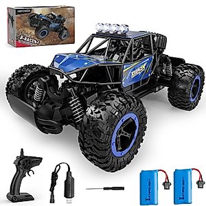 NBPOWER RC Cars for Boys Age 8-12, 1:14 Scale Remote Control Monster Truck, 2WD High Speed 20 Km/h Hobby rc Cars, 2.4GHz All Terrain Toy Trucks with 2 Rechargeable Battery, Outdoor Toy for Boys
