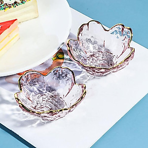 Glass Seasoning Dishes, 6 pcs Cherry-Blossom Tea Bag Holders,Pink Flower Snack Dip Bowls,Sakura Shaped Sushi Sauce Dishes Candle Holders,Glass Sakura Shape Small Seasoning Dishes Dipping Bowls…