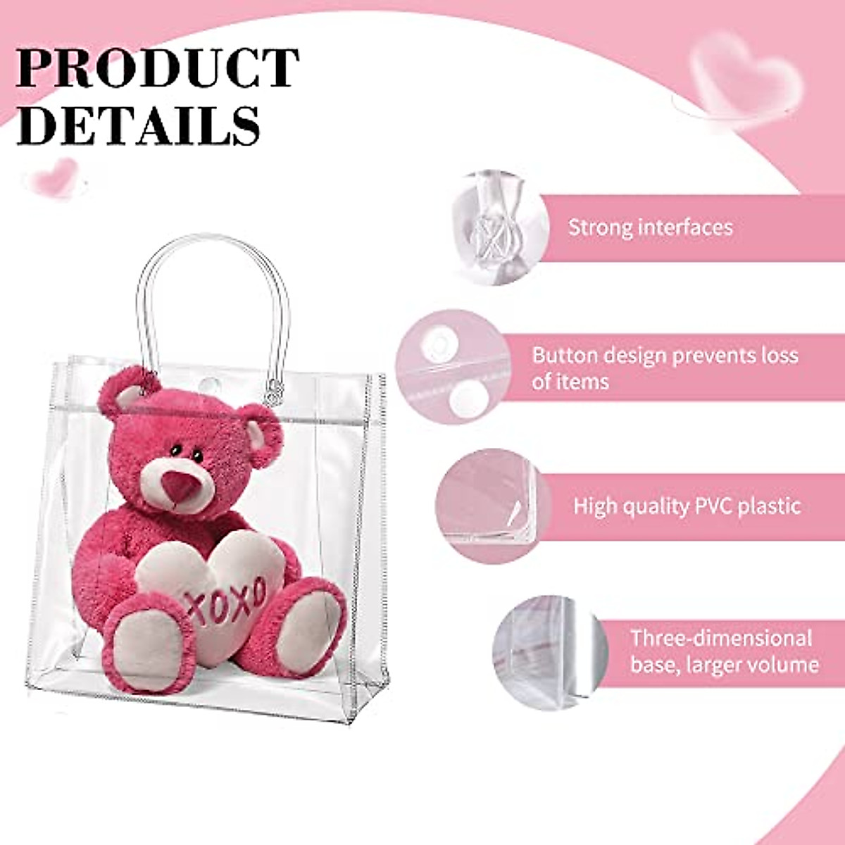 DYaprigo 16 Pieces Small Clear PVC Gift Bag with Handles, Reusable Plastic Gift Wrap Tote Bag, Retail Merchandise Favors Bags for Gifts Wrapping, Shopping Boutique Wedding Birthday Baby Shower Party Favor (7.87" x 7.87" x 3.15")