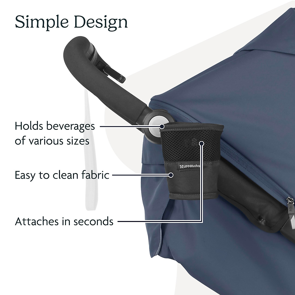 UPPAbaby Cup Holder for Ridge Stroller/Quick Attachment/Holds Beverages of Various Sizes/Folds Attached