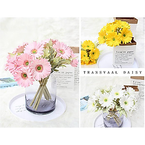 Qingriver 1 Bouquet(7 Stems) PU Gerbera Jamesonii African Daisy Artificial Flowers for Home Garden Wedding Party Decor (Orange&Yellow)