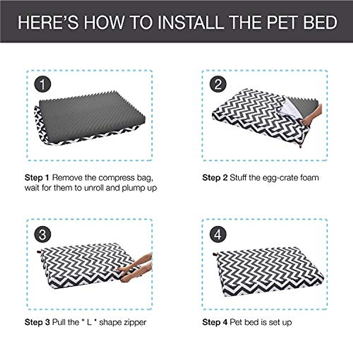 Tempcore Large Dog Bed (M/L/XL) for Small, Medium, Large Dogs Up to 50/80/110lbs -Waterproof Dog Bed with Removable Washable Cover - Orthopedic Egg Crate Foam Water Resistant Pet Mat