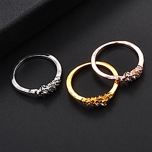 Clearance Ring, Balakie Lady Floral Transparent Diamond Flower Vine Leaf Rings Wedding Gift (Silver, 7)