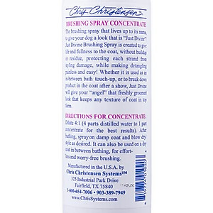 Chris Christensen Just Divine Dog Brushing Spray Concentrate, Groom Like a Professional, Prevents Brushing Damage, Light Detangler, All Coat Types, Made in USA, 16oz