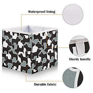 Vnurnrn Patchwork Puppy Cube Storage Bins, Collapsible Storage Box with Support Board, Foldable Fabric Baskets for Shelf Closet Cabinet 11.02×11.02×11.02 in