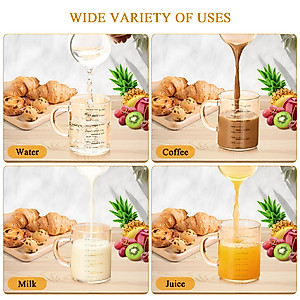 8 Oz Glass Measuring Cup,Espresso shot glasses,Clear Coffee Mugs for Hot or Cold Glass Expresso Small Coffee Cup with Glass Handle,Microwave Safe Graduated High Borosilicate Glass Cup (Black)