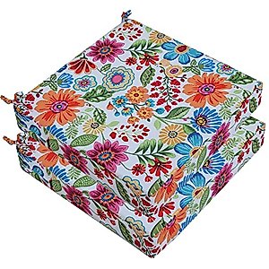 idee-home Outdoor Patio Chair Cushions Set of 2, Outdoor Chair Cushions for Patio Furniture, Replacement Seat Cushions 24x24 Waterproof