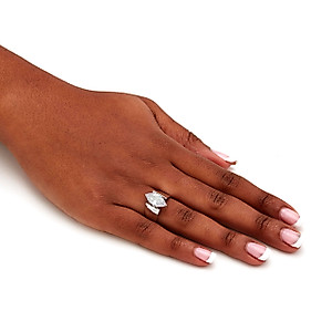 PalmBeach Sterling Silver or Yellow Gold-Plated Marquise Shaped Cubic Zirconia Solitaire Engagement Ring Size 6