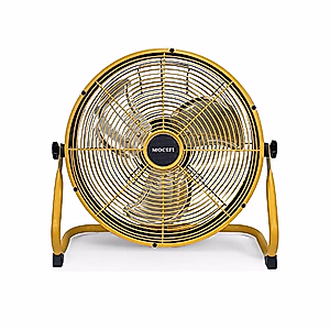 MOCIFI 12 Inch High Velocity Rechargeable Floor Fan with Metal Blade 12-Speed Portable Powered Operated Fan for Home, Travel, Commercial, Residential, Outdoor Indoor Use, Yellow
