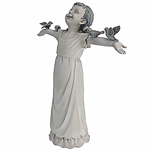 Design Toscano NG34012 Basking in God's Glory Little Girl Outdoor Garden Statue, Medium, Two Tone Stone