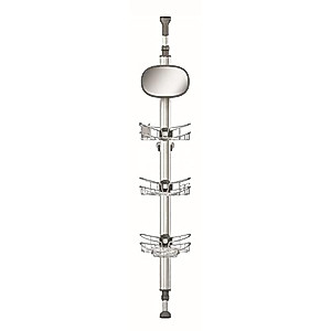 Artika Neptune SC-NEP3-C Extendable Shower Caddy with 1 Mirror and Adjustable Racks and Shelves, Stainless Steel