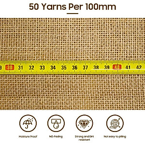Natural Burlap Fabric Roll, 63in X 16.4ft Jute Fabric by The Yard, Tree Trunk Protector Rose Bush Plant Covers Burlap Tree Wraps for Winter, DIY Crafts, Christmas, Home, Wedding Decorations