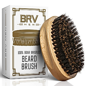 25+ Years, BRV MEN Natural Firm Boar Bristles Beard Brush. The Ideal Gift For Men (Beechwood)