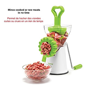 Starfrit Manual Meat Grinder ,White/Green, 6.3 x 5.3 x 9.9