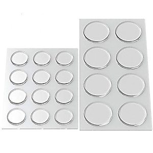Round Clear Adhesive Bumpers Combo (Large, Medium) - Transparent Self Stick Rubber Pads for Glass Table Top, Furniture, Laptop, Mirrors - 20 PCs