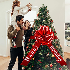 20 Inches Red Car Bow Happy Birthday Large Car Ribbon Bow and 5 Pieces 6 Inch Pull Bow for Christmas Party Car Decoration New Houses Wedding